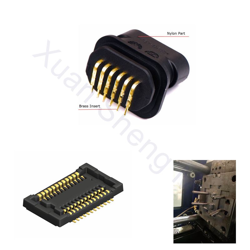 Pin connector insert mold of over mold