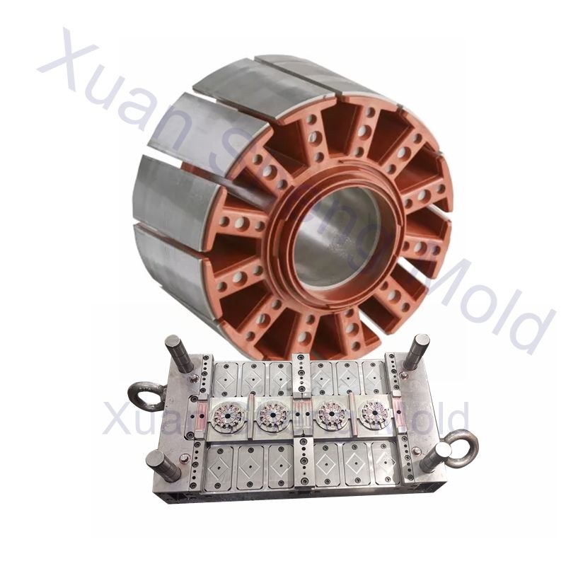 Motor rotor overmold insert molding