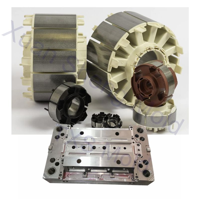 Motor rotor overmold insert molding